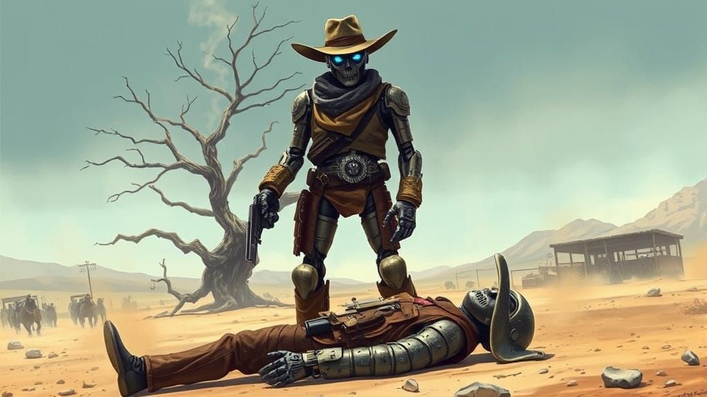 Cowboy Android Brings Justice to a Haunting, Desol... - AI Art