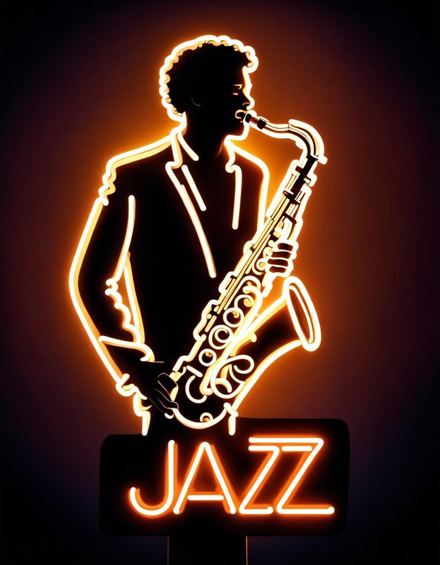 neon sign [ saxophonist silhouette over the word "JAZZ" ] / Center ...