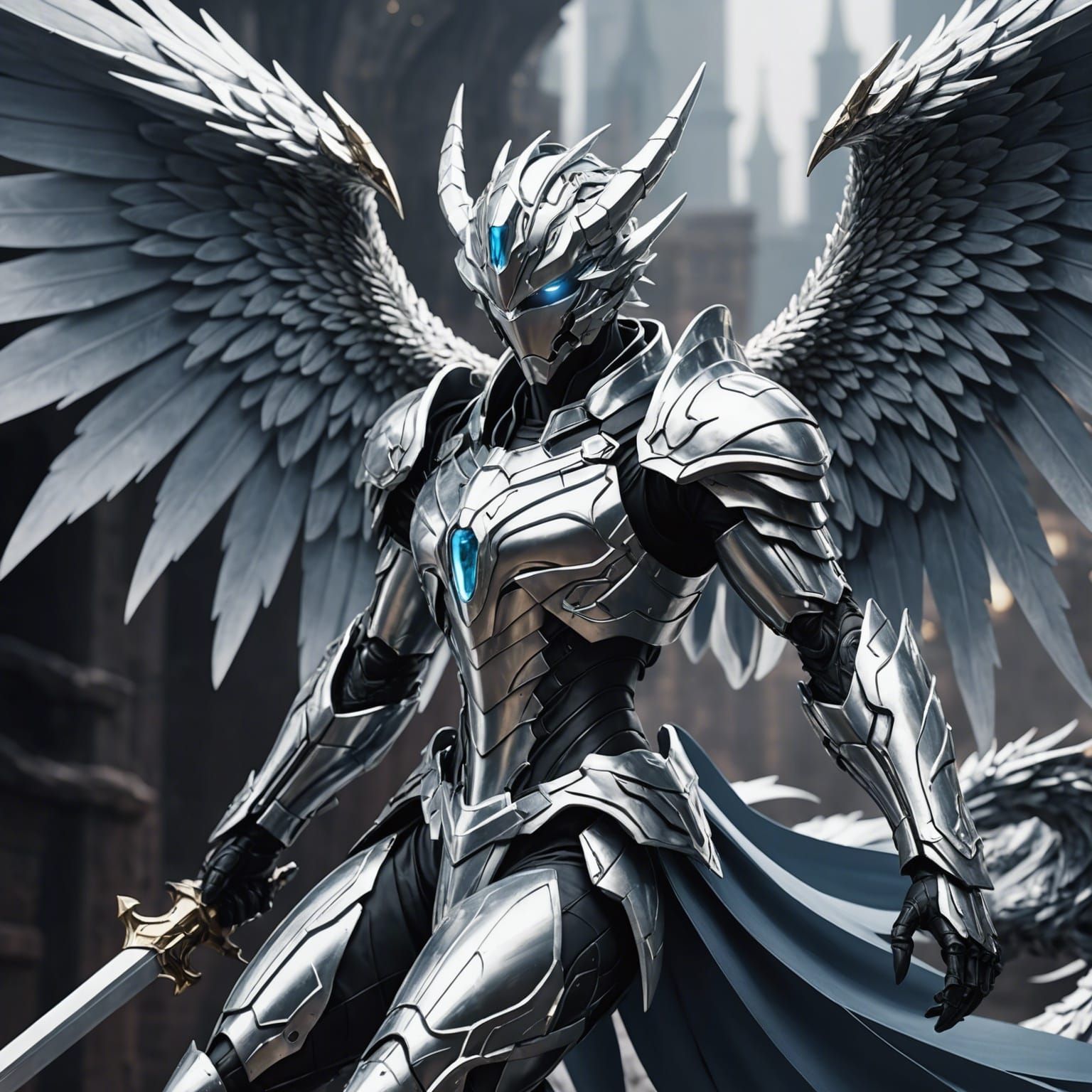 The Silver Angel Dragons - AI Generated Artwork - NightCafe Creator