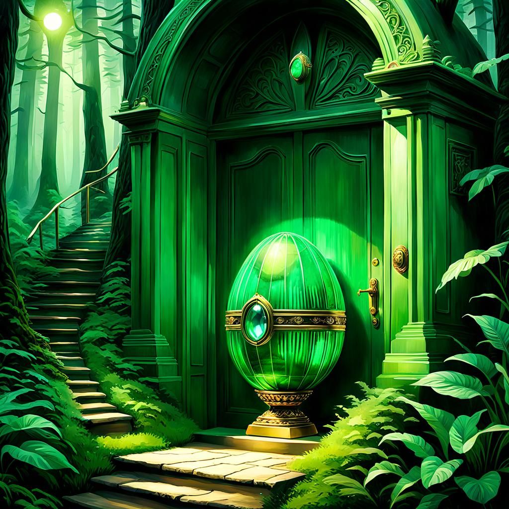 A magical Emerald stands guard over the portal. - AI Generated Artwork ...