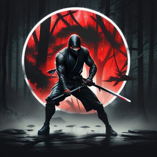 ninja - Misty Forest Ninja in Neon Accents