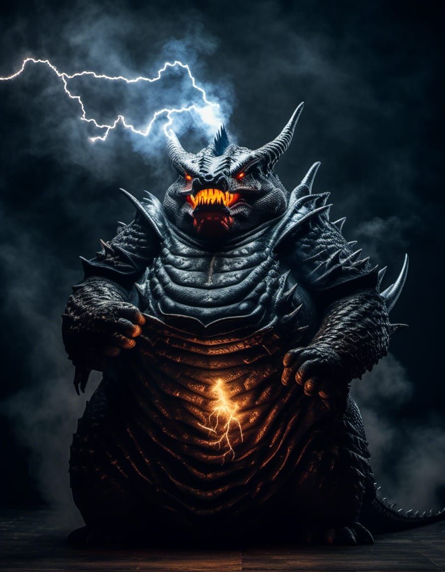 Photograph Portrait of obese mystical Dragon Wizard with impressive ...