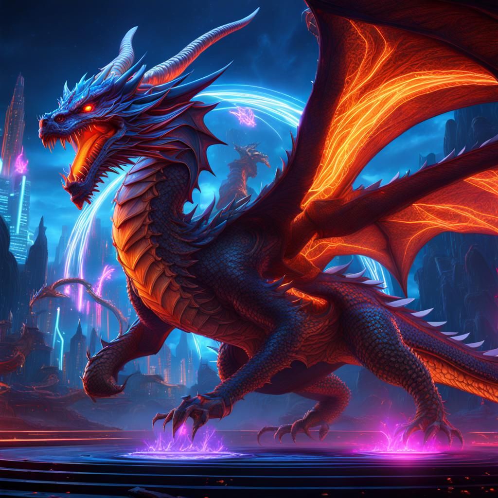 Speedy time vortex dragon neon invincible cool. - AI Generated Artwork ...