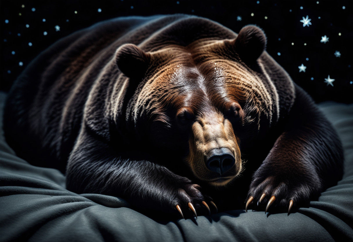 Sleeping Bear Under Starry Skies in Hyperrealistic... - AI Art