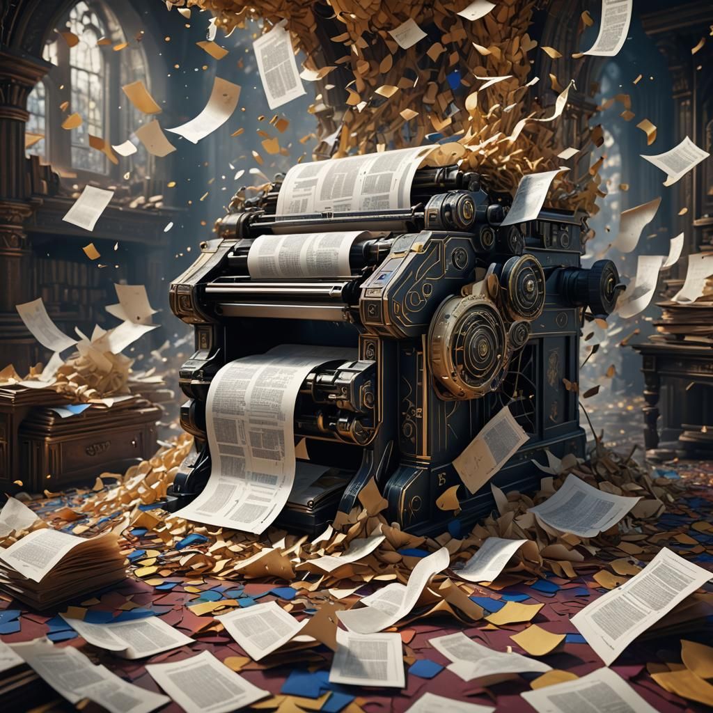 A Printer Spitting Out Thousands Of Papers AI Generated Artwork a-printer-spitting-out-thousands-of-papers-ai-generated-artwork