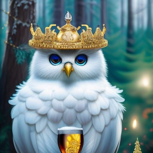 OWL drinking beer - AI Generated Artwork - NightCafe Creator