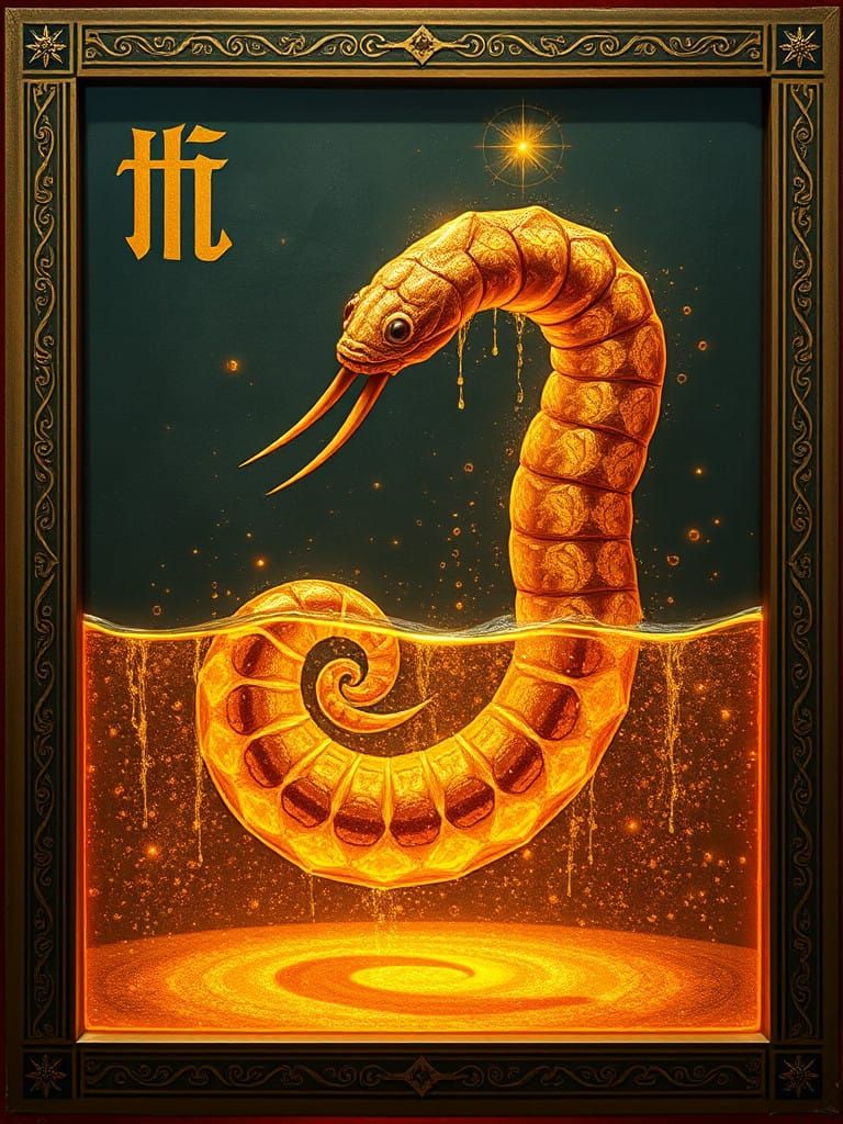 Byzantine Icon of Golden Mongolian Sandworm - AI Art