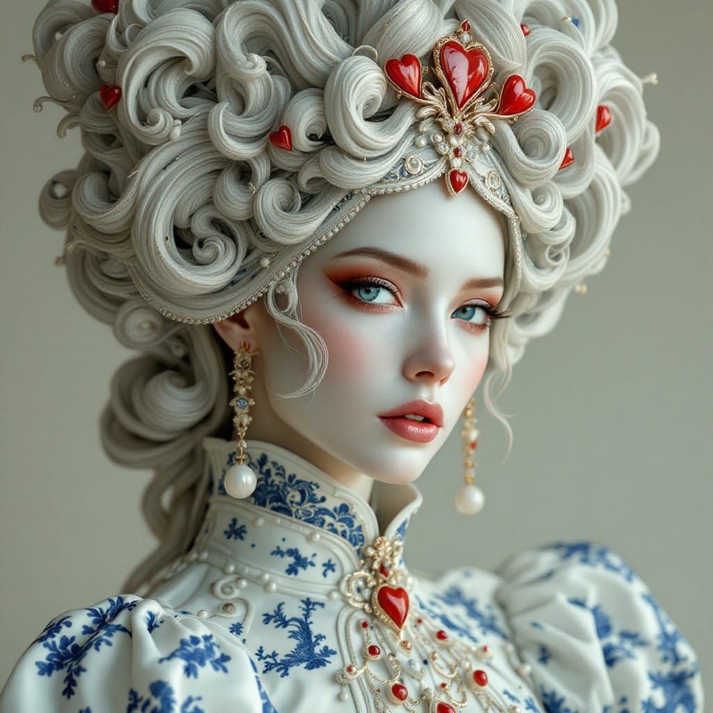 She does not falter, crowned in silk and silent power, her gaze cuts ...