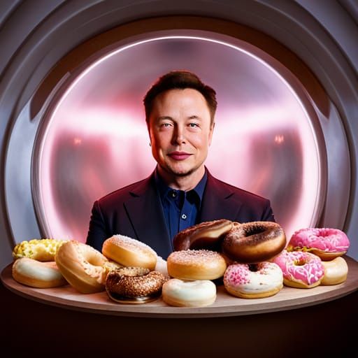 Detailed ELON MUSK IN AN ENCHANTED DONUT SHOP WITH AMAZING DONUTS IN A ...