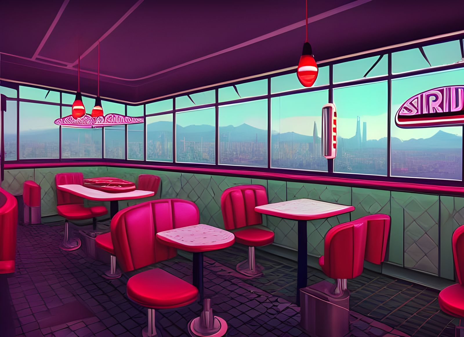 Futuristic Retro Diner - AI Generated Artwork - NightCafe Creator