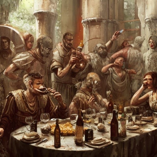 Roman Feast (Wine) - AI Generated Artwork - NightCafe Creator