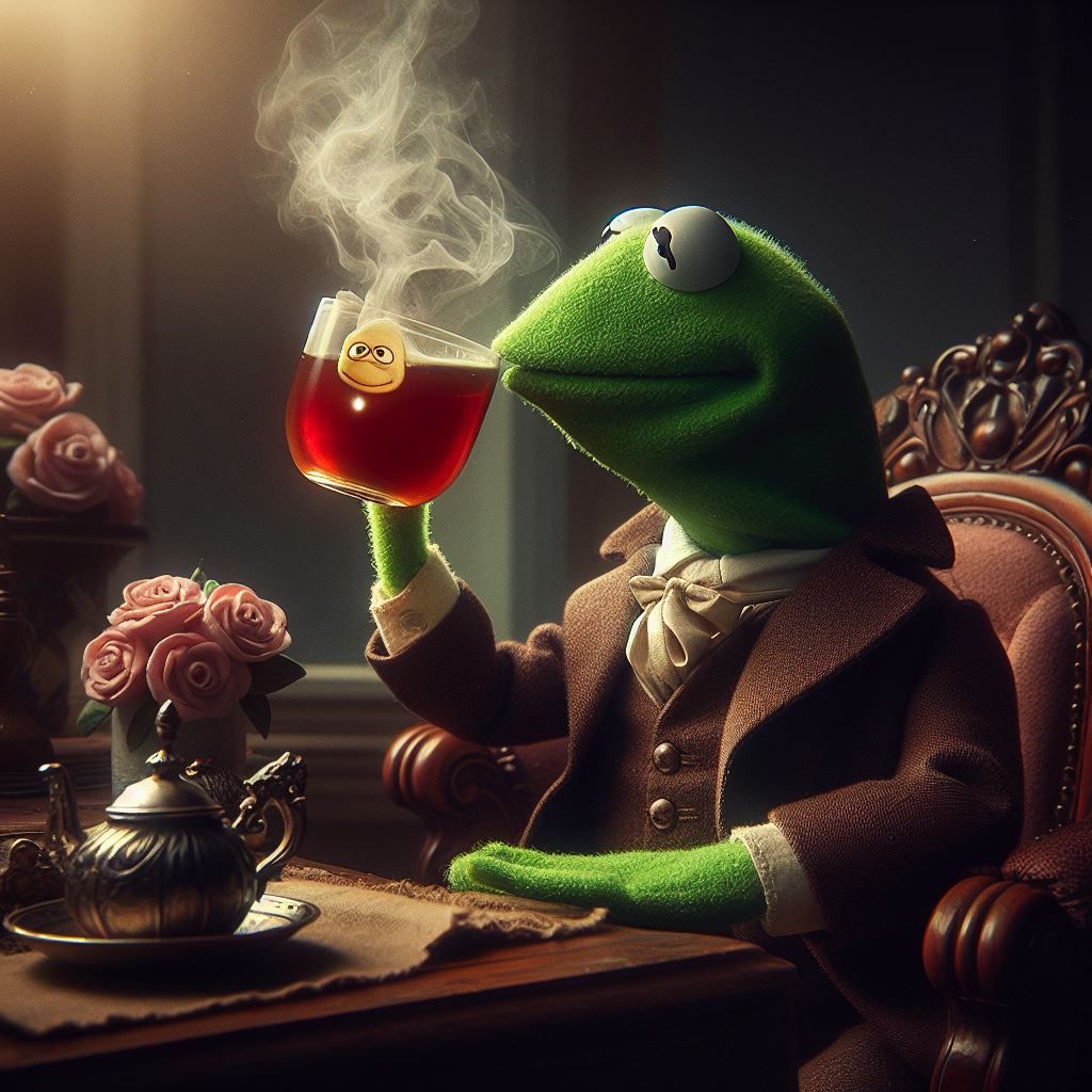 Kermit At His Tea - AI Generated Artwork - NightCafe Creator