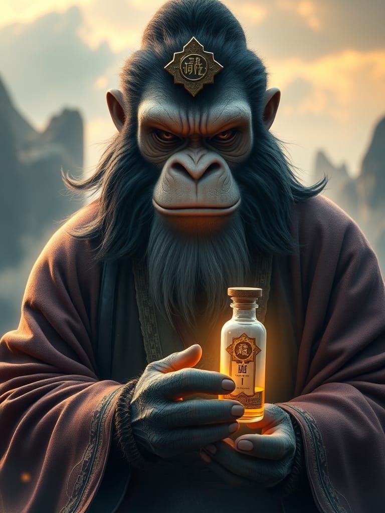 A ape monk and the potion of wonders