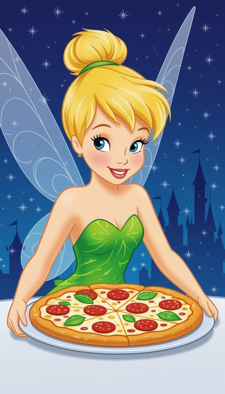 Tinkerbell Serves Pizza - AI Art