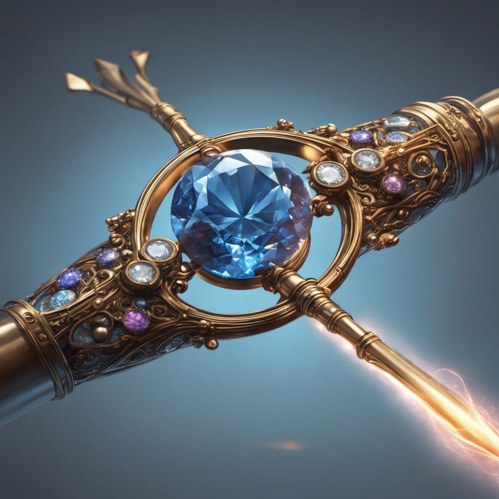 simple magic wand with 8 different colored diamond gems orbiting around ...