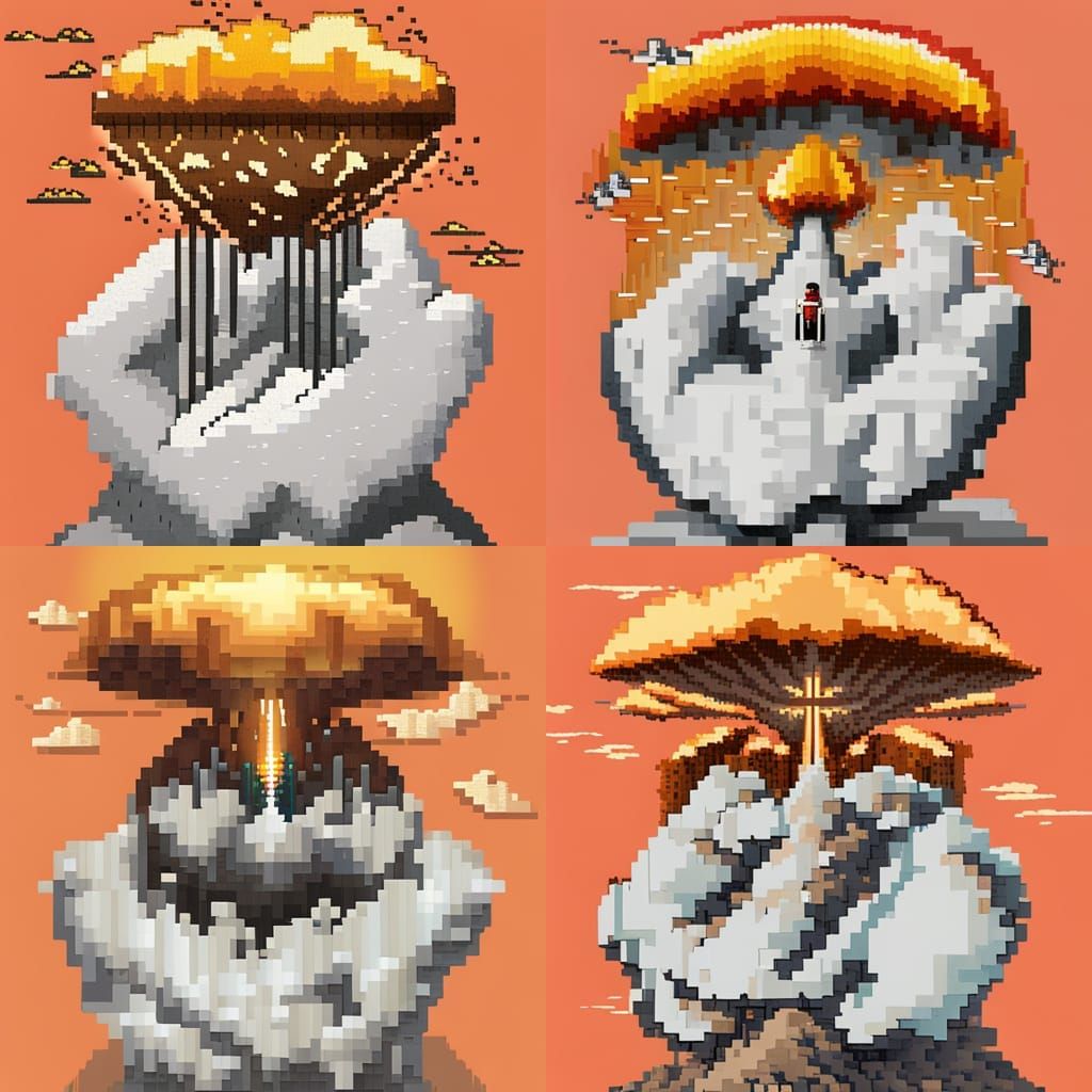 atomic bomb half pixelated - AI Generated Artwork - NightCafe Creator