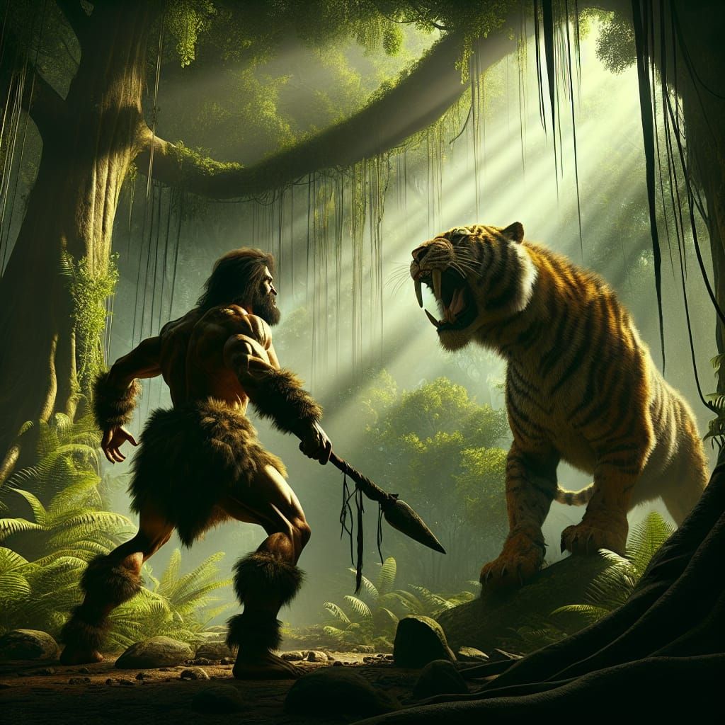 A primal battle - AI Generated Artwork - NightCafe Creator
