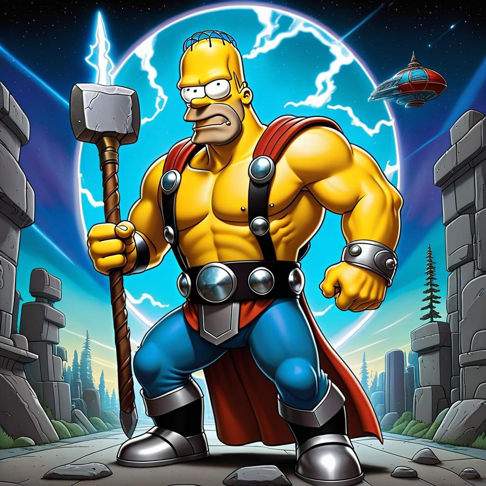 Thor as a character in the Simpsons - AI Generated Artwork - NightCafe Creator