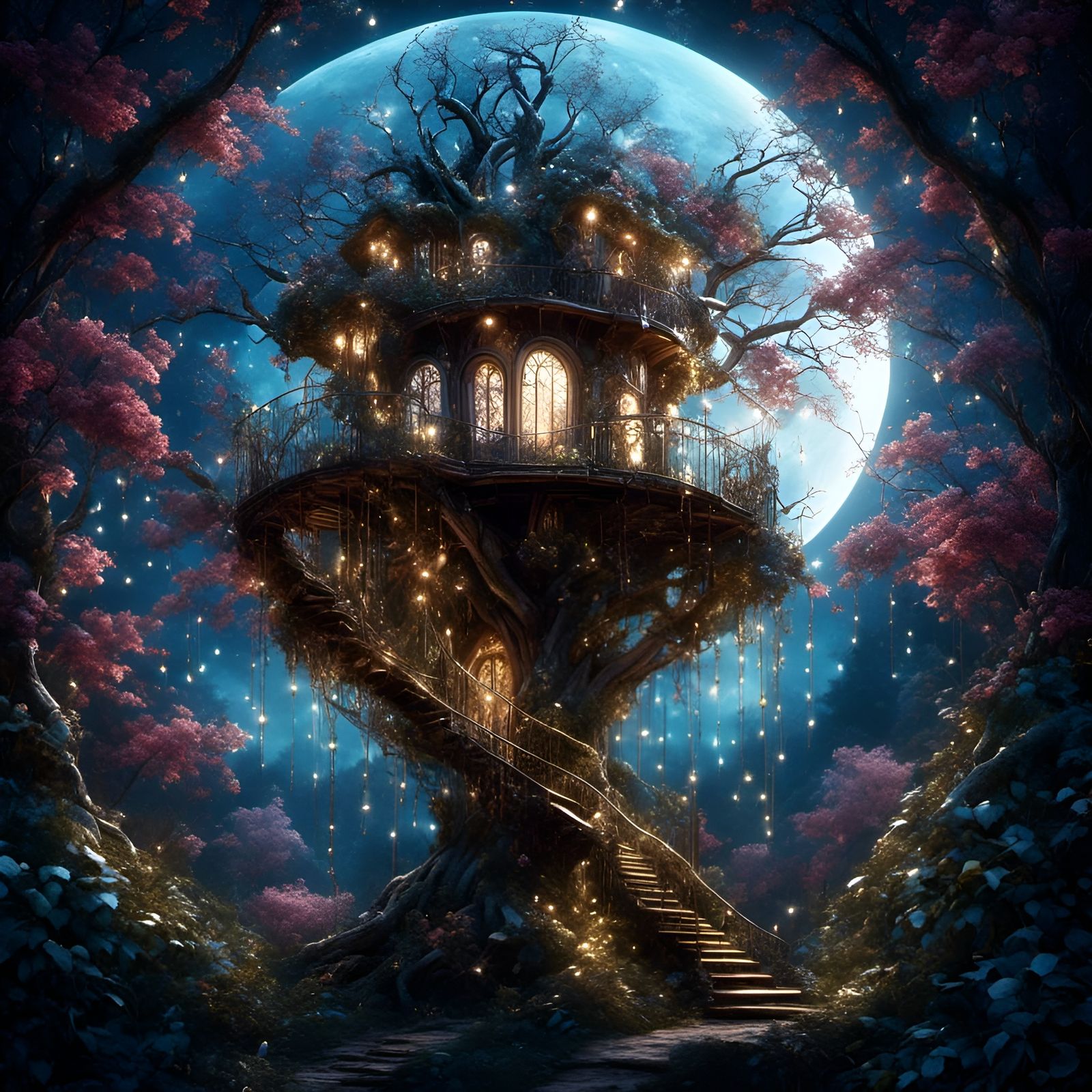 Tree of the Moon - AI Generated Artwork - NightCafe Creator