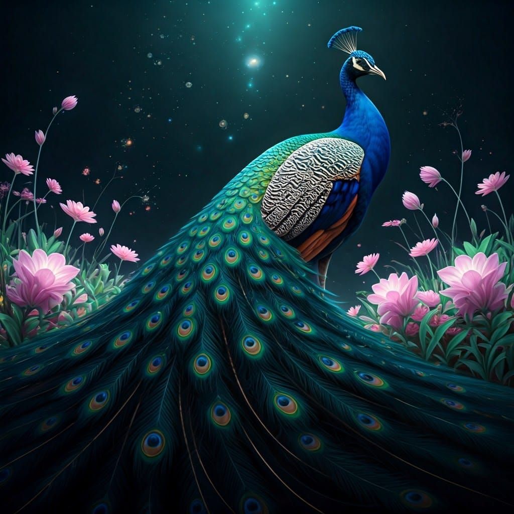 The Cosmic Peacock - Majestic Peacock Shines with Celestial ...