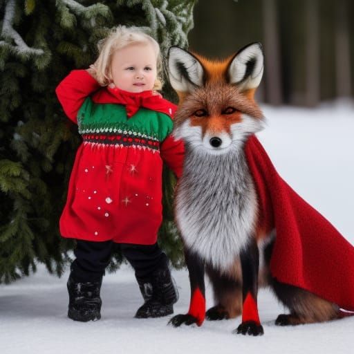 the small norwegian christmas troll with a fox - AI Generated Artwork ...