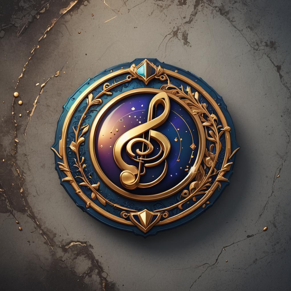 An elegant round badge design for a music app, incentivizing user ...