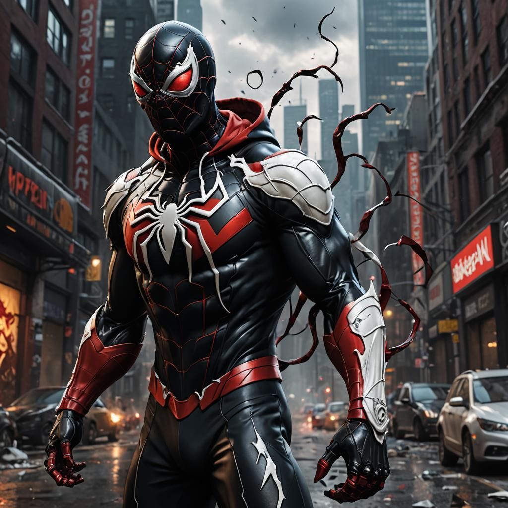 Symbiont Spiderman - AI Generated Artwork - NightCafe Creator