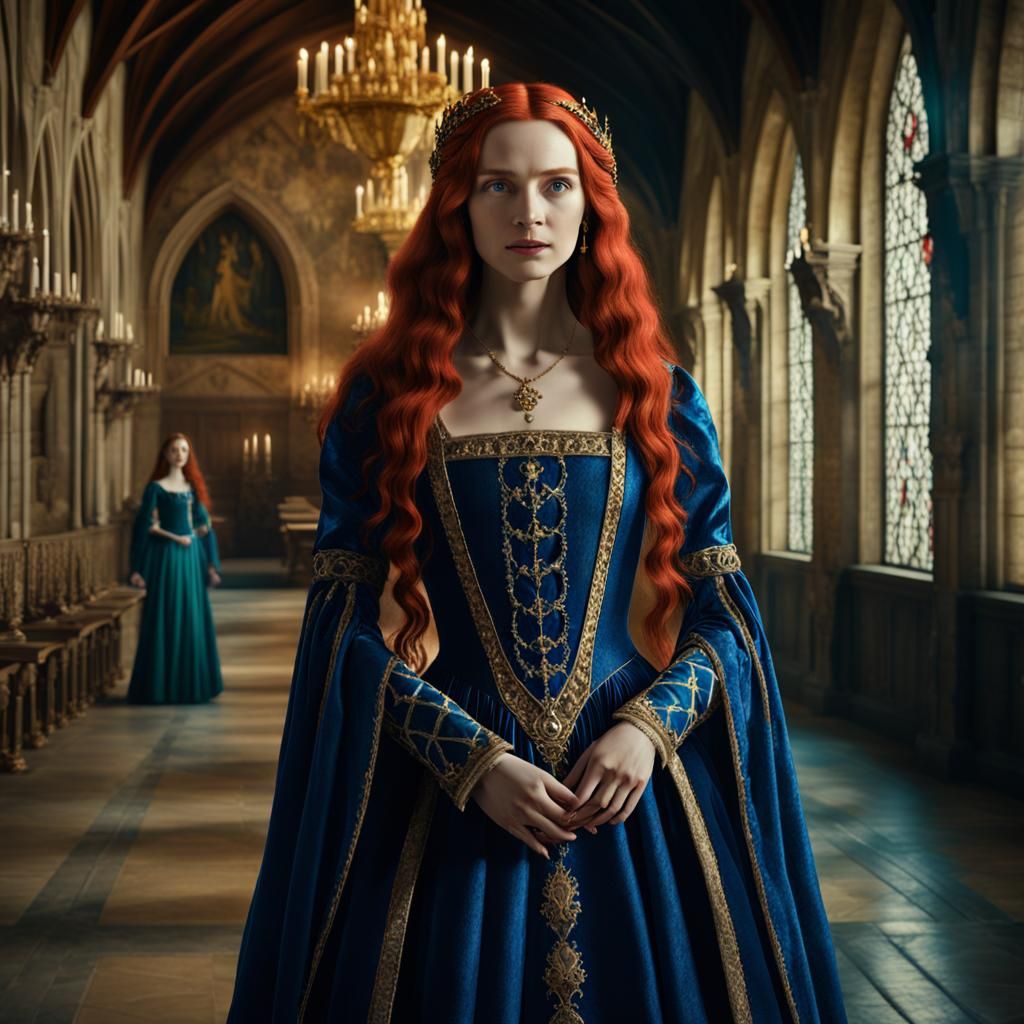 Medieval Fantasy Lady in Regal Opulence - AI Art