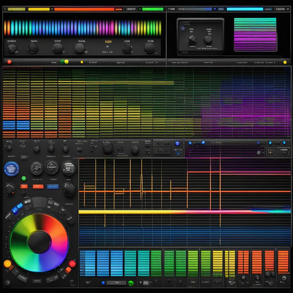 A music and audio spectrum vibration MOD tracker interface, computer ...
