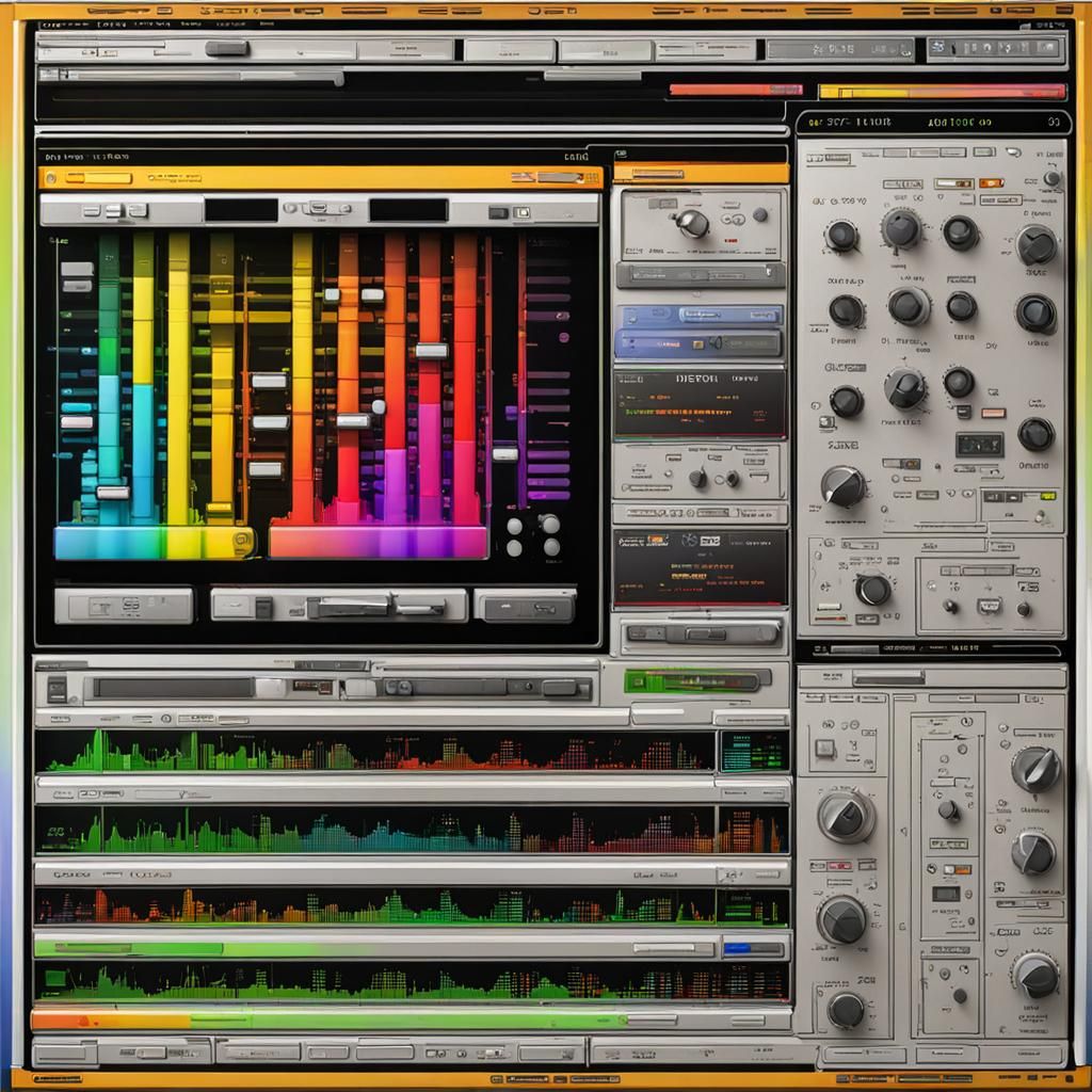 A music and audio spectrum vibration MOD tracker interface, computer ...