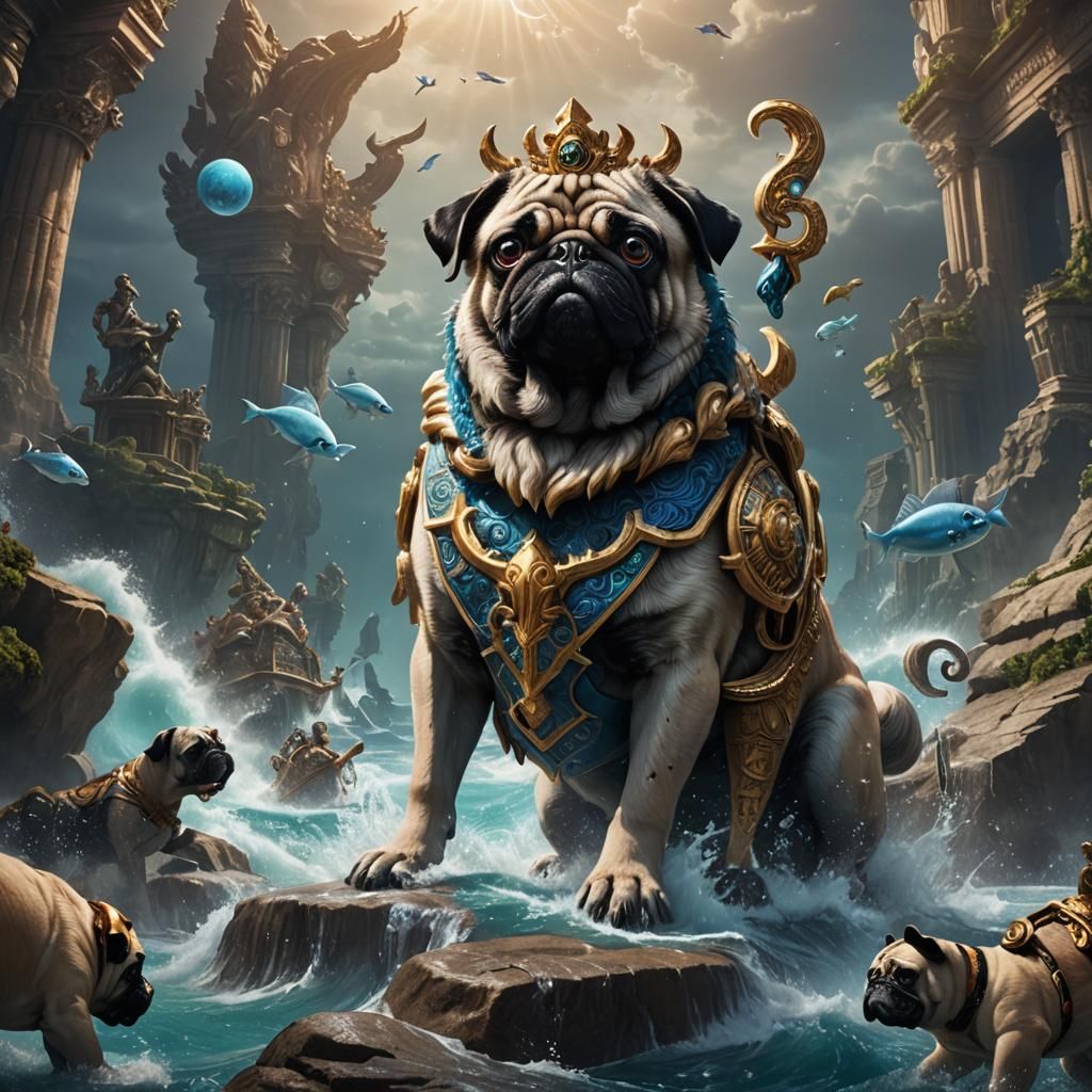 The God Poseidon as a Pug - AI Generated Artwork - NightCafe Creator