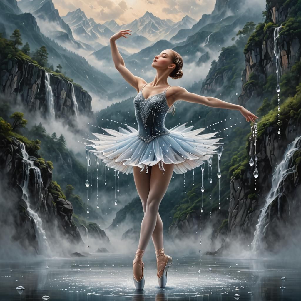 Water droplets and Ballerina - AI Generated Artwork - NightCafe Creator