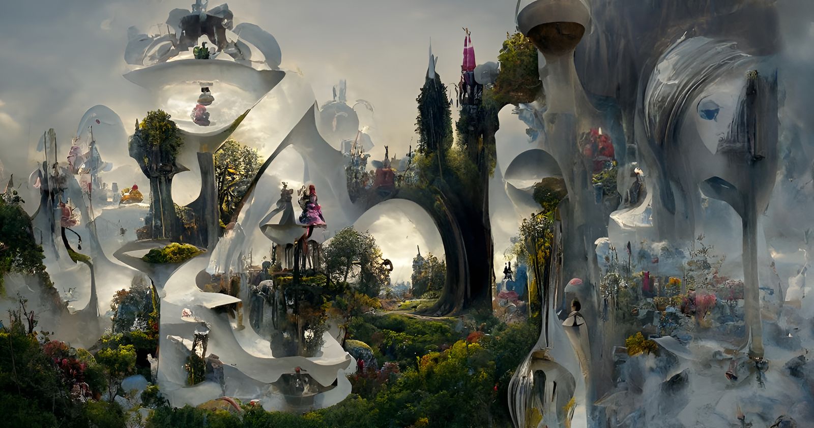 a broadly view of an alice in wonderland landscape, by Alexander ...