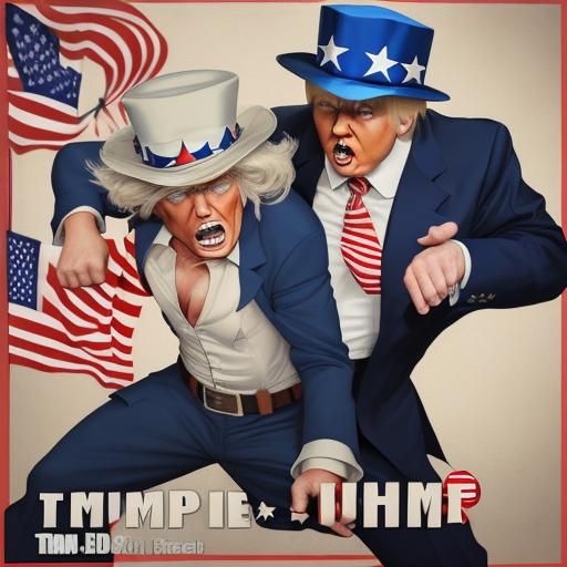 Uncle Sam Battling Donald Trump - AI Generated Artwork - NightCafe Creator
