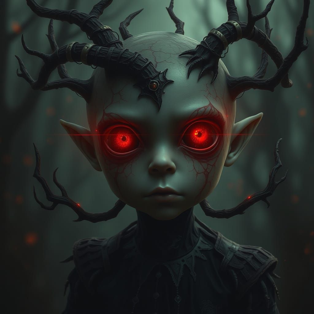 eldritch forest child red eyes - Eldritch Child Peers Out fr...