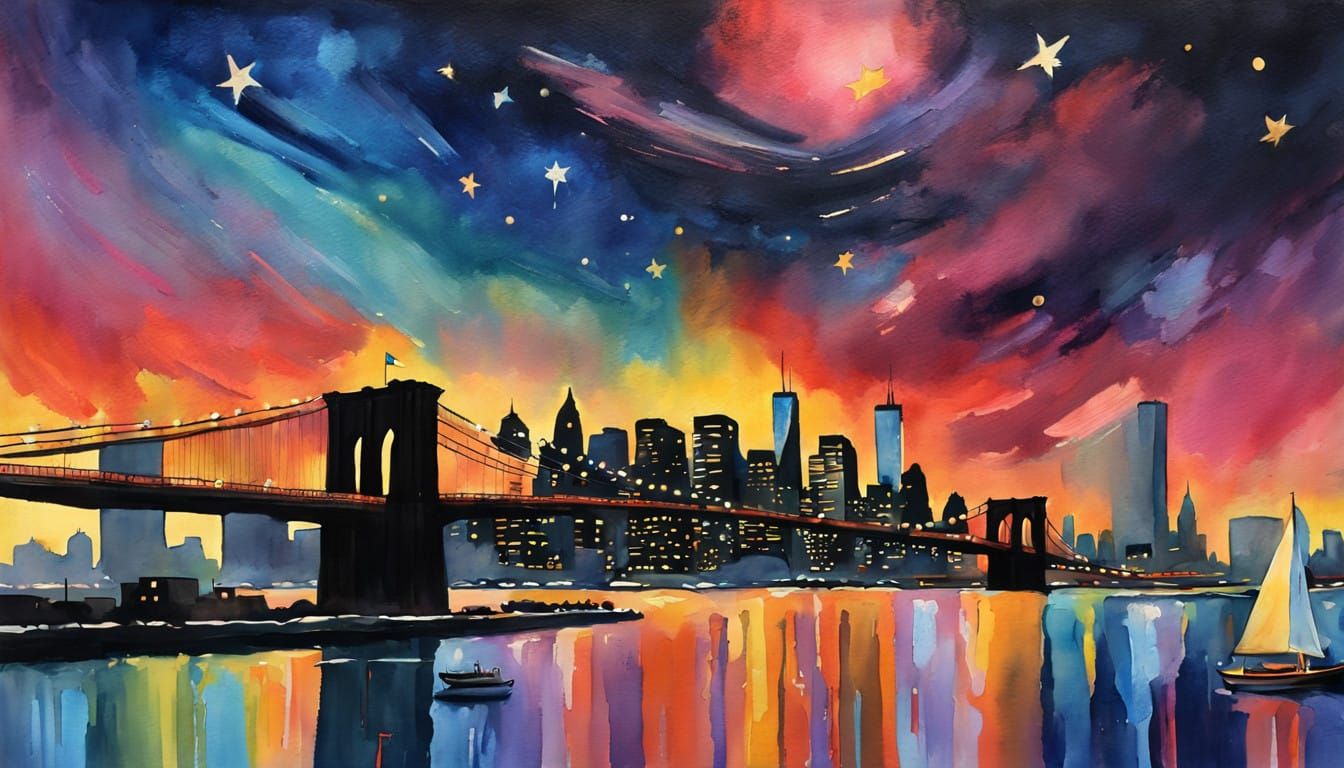 Colorful NYC skyline - Ethereal NYC Cityscape in Impressive...