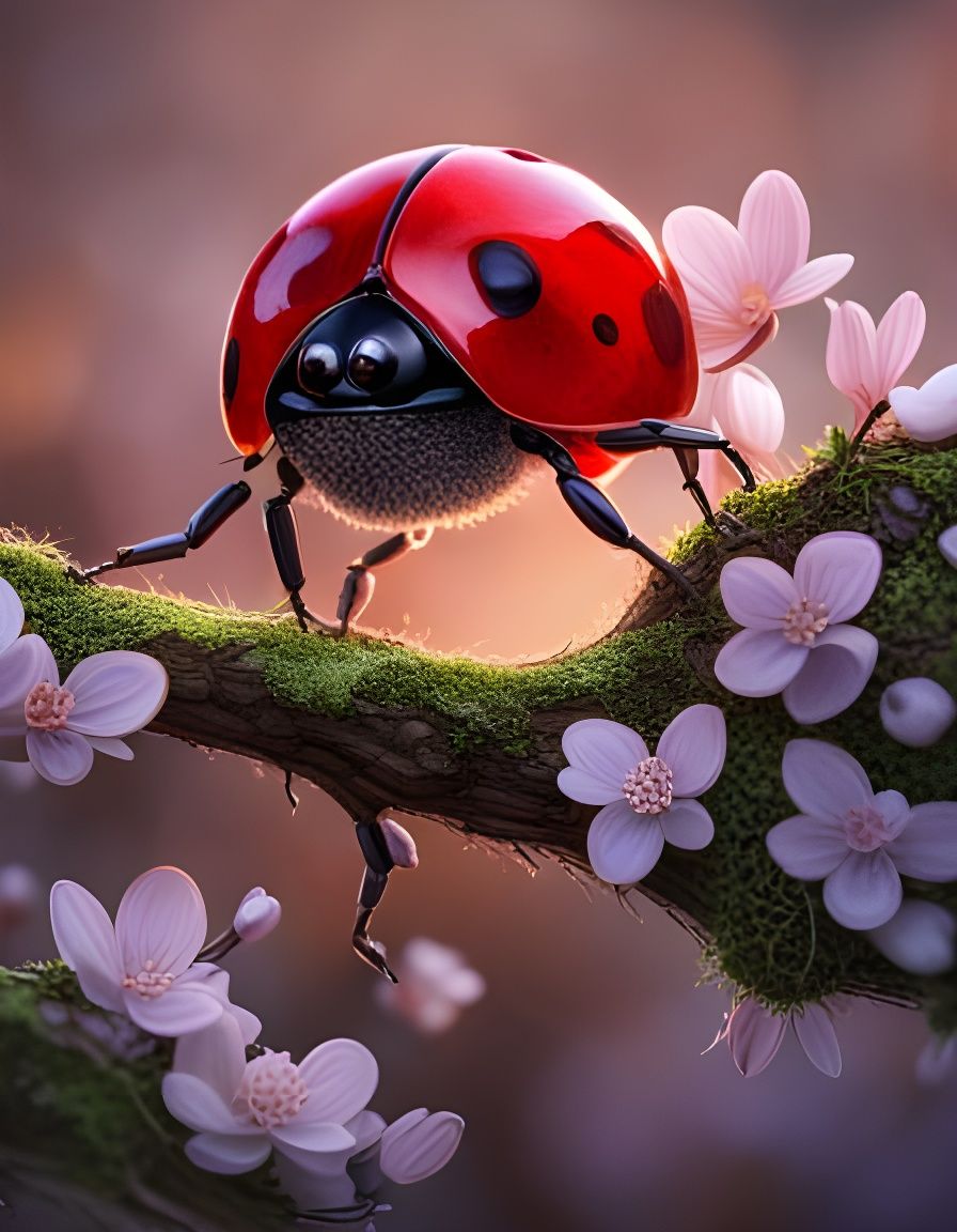 Lady bug on prowl! - AI Generated Artwork - NightCafe Creator
