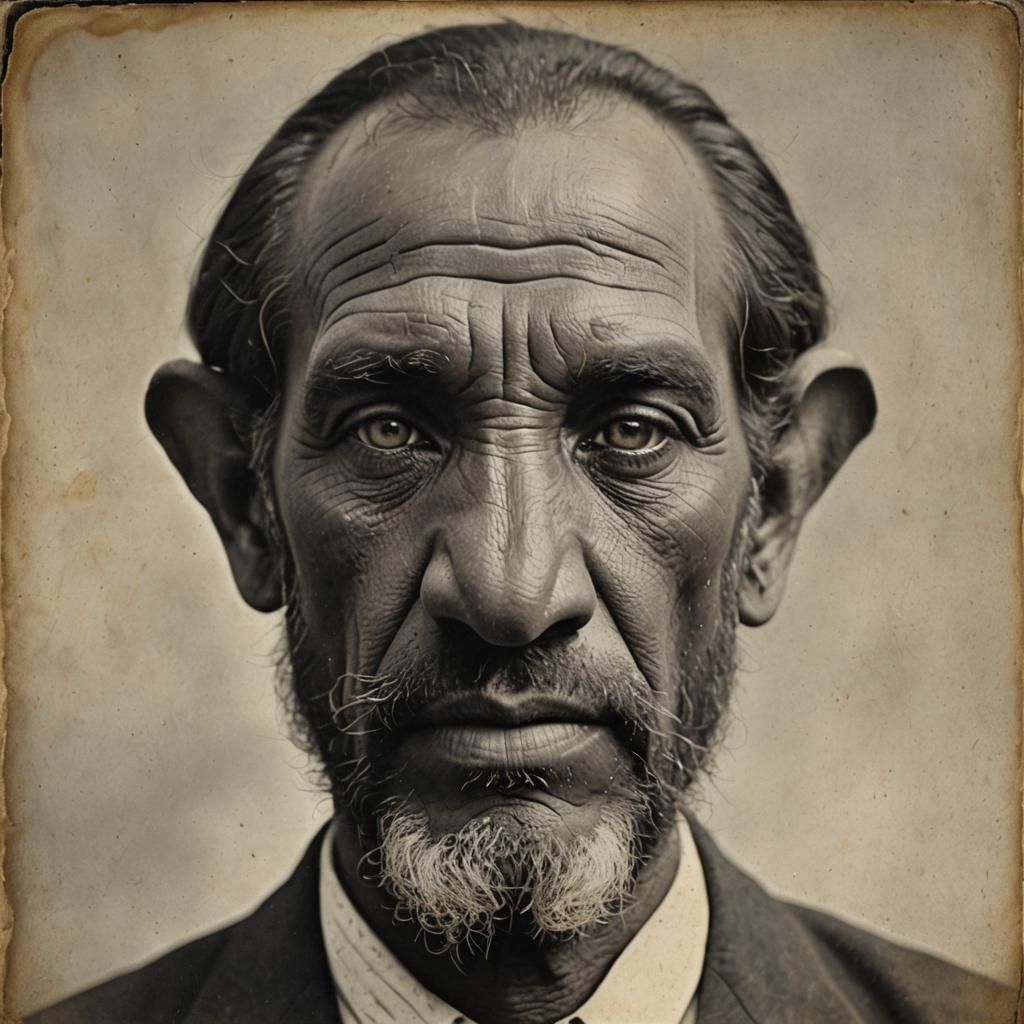 portrait of man-elephan hybrid face, Focus: photorealistic textures ...