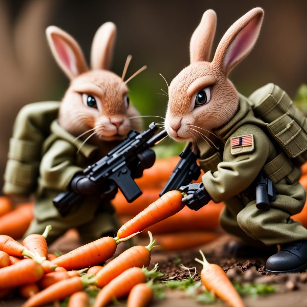 combat bunny soldiers soldiers fighting over a supply depot filled with ...