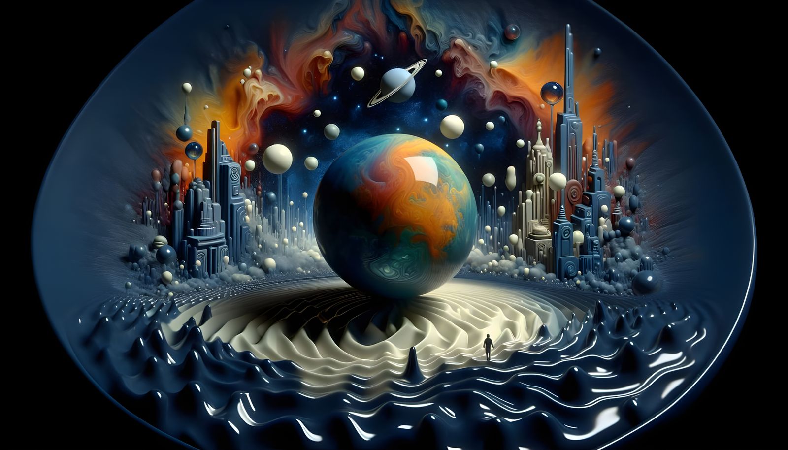 Surrealistic Landscape in Vast Dimensional Realm - AI Art