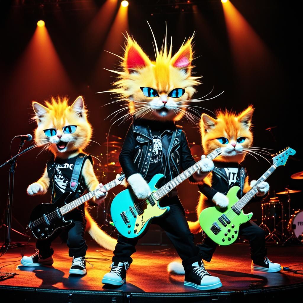 Top Cat & friends, characterized as Punk Rock Cats, with phosphorescent ...