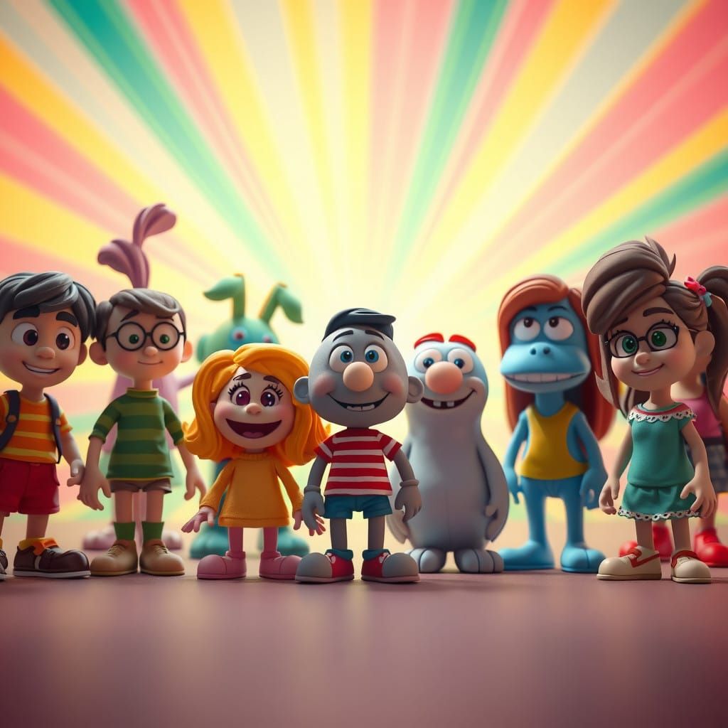 Whimsical Claymation Characters in Vibrant 3D Digi... - AI Art