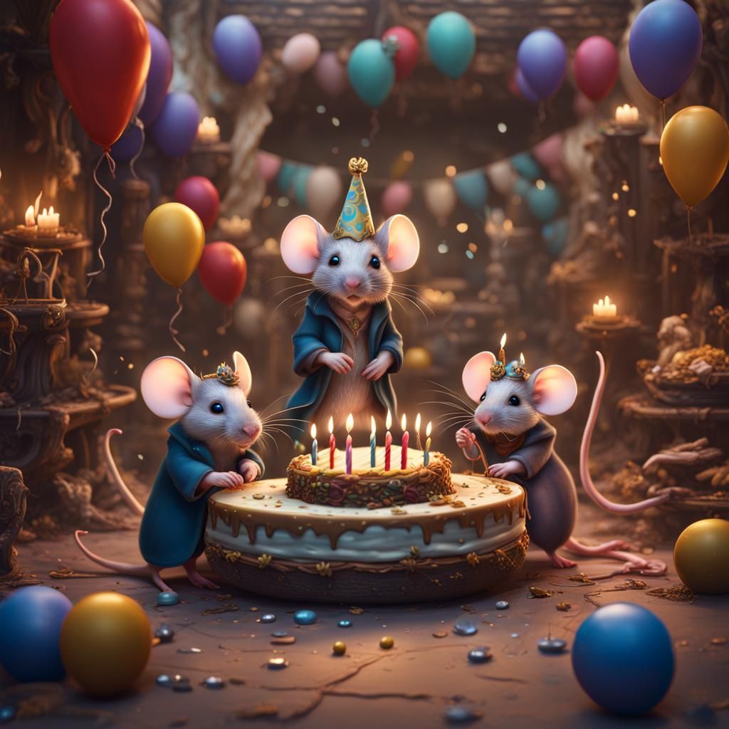 Mice Birthday Celebration - AI Generated Artwork - NightCafe Creator