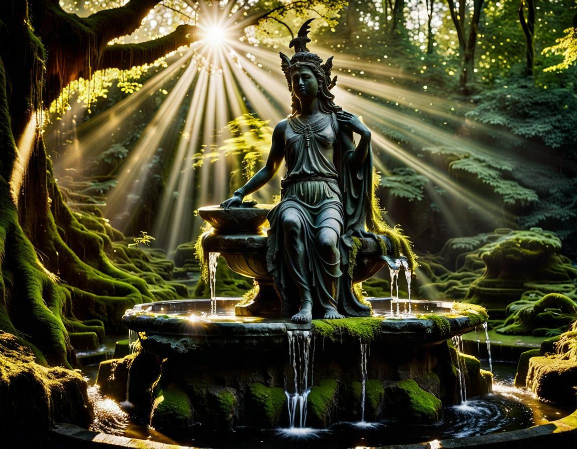 Ancient Fountain in the Woods - AI Generated Artwork - NightCafe Creator