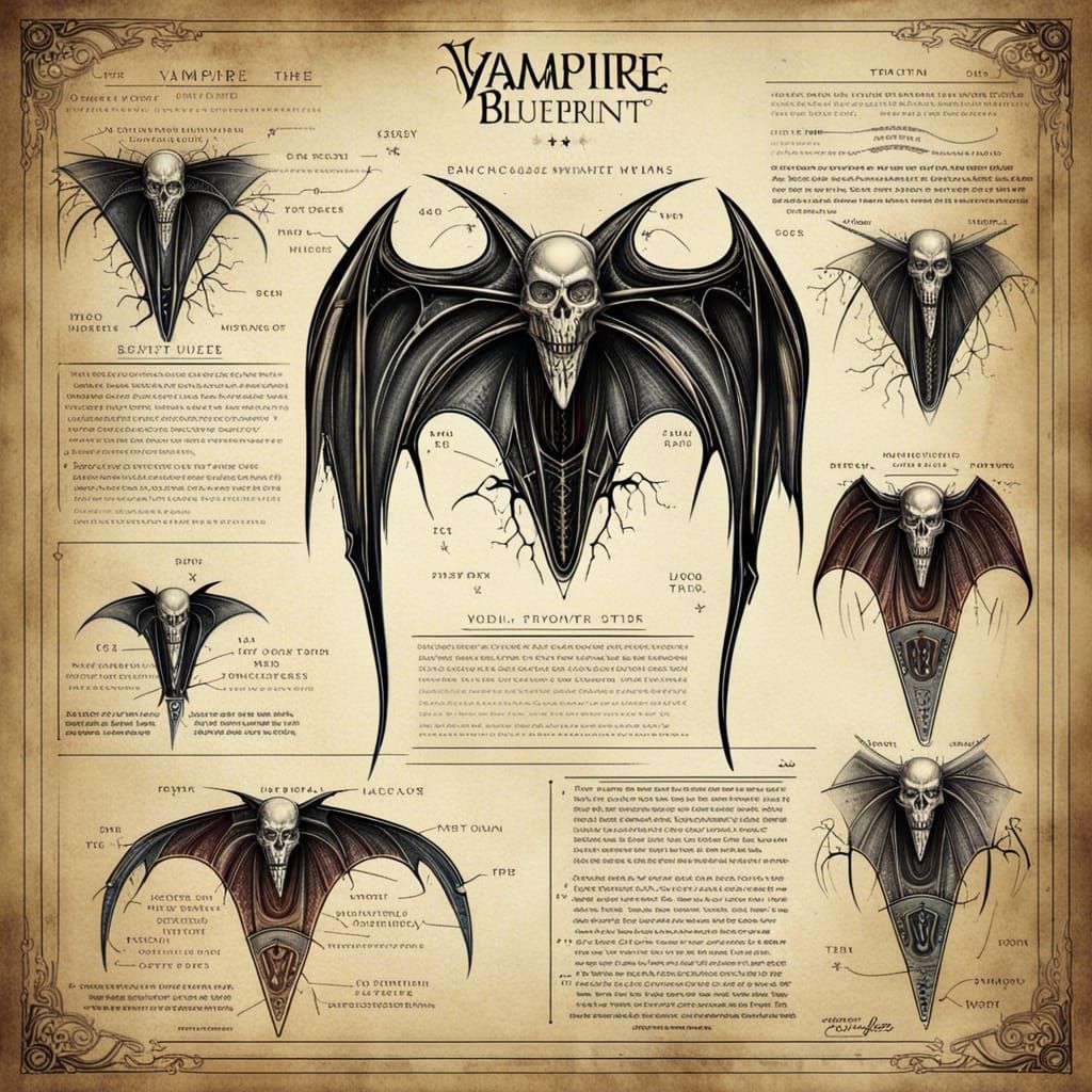 Vampire Bat Blueprint - AI Generated Artwork - NightCafe Creator