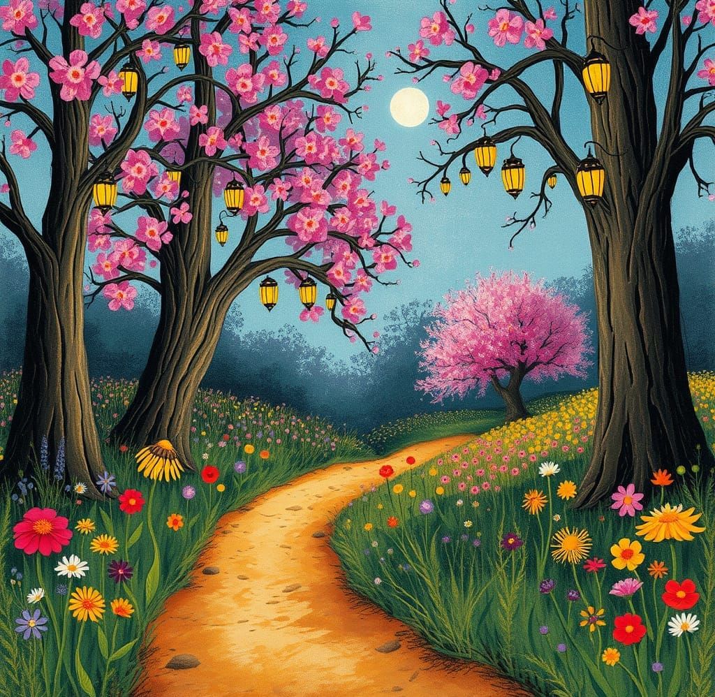 Whimsical Springtime Fairytale in Vibrant Colors - AI Art