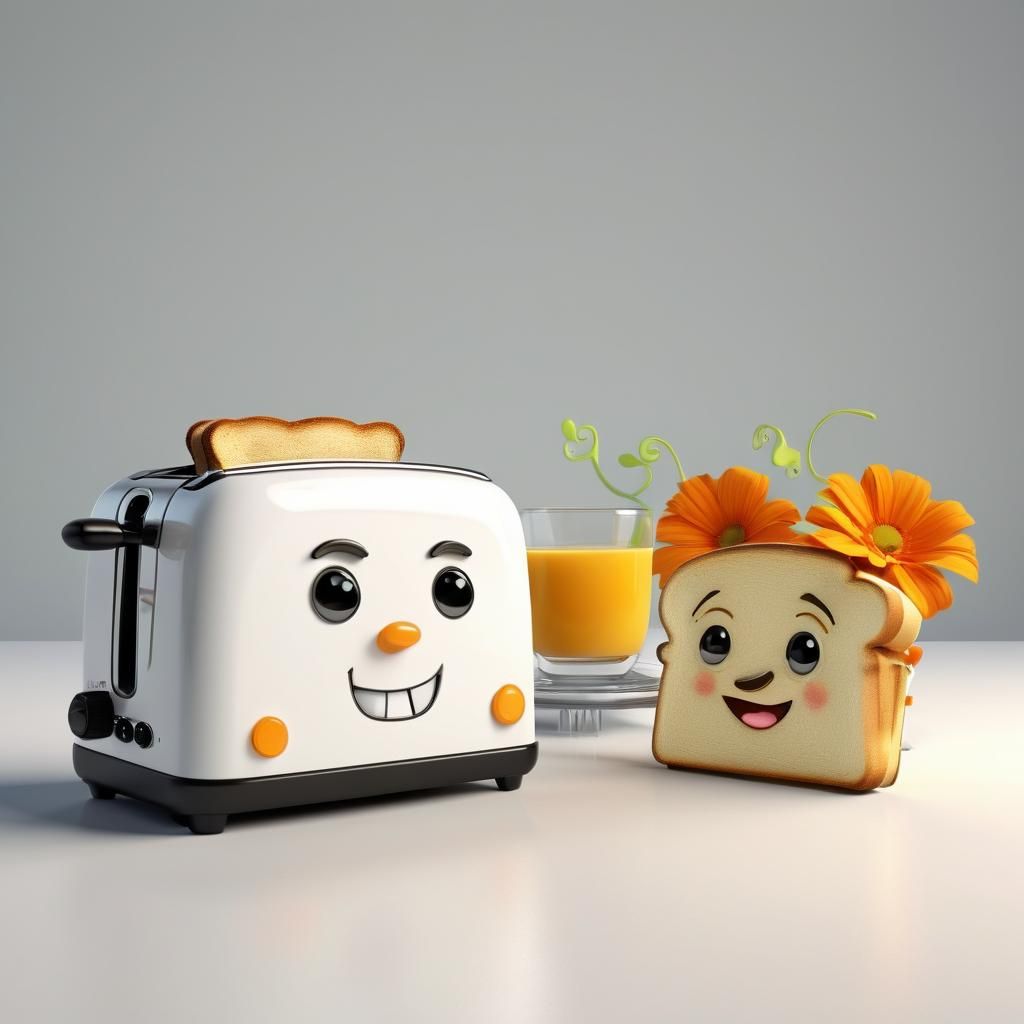 A cartoon toaster and a slice of cartoon toast - AI Generated Artwork ...