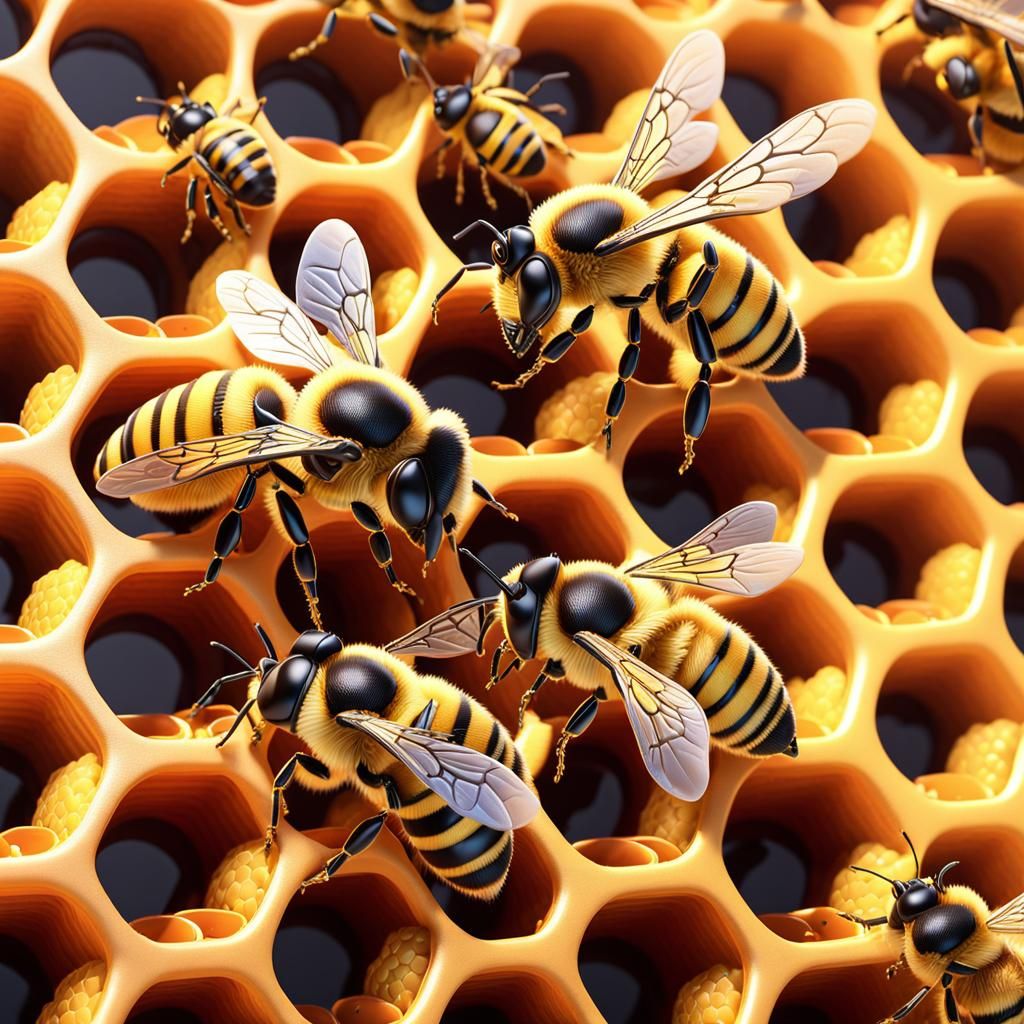 Bees working on a honeycomb inside of a beehive, Bee movie, Pixar ...