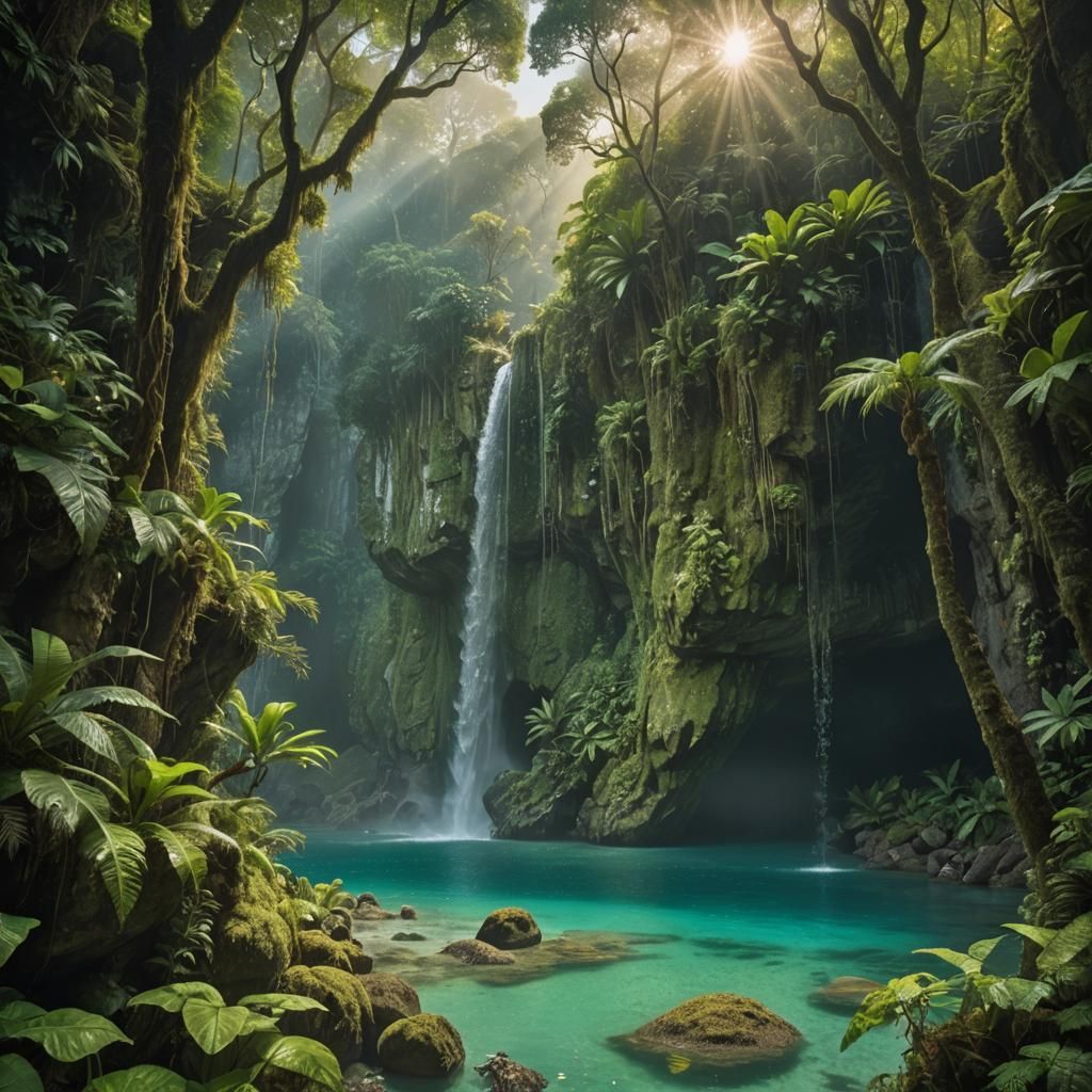 Waterfall - AI Generated Artwork - NightCafe Creator