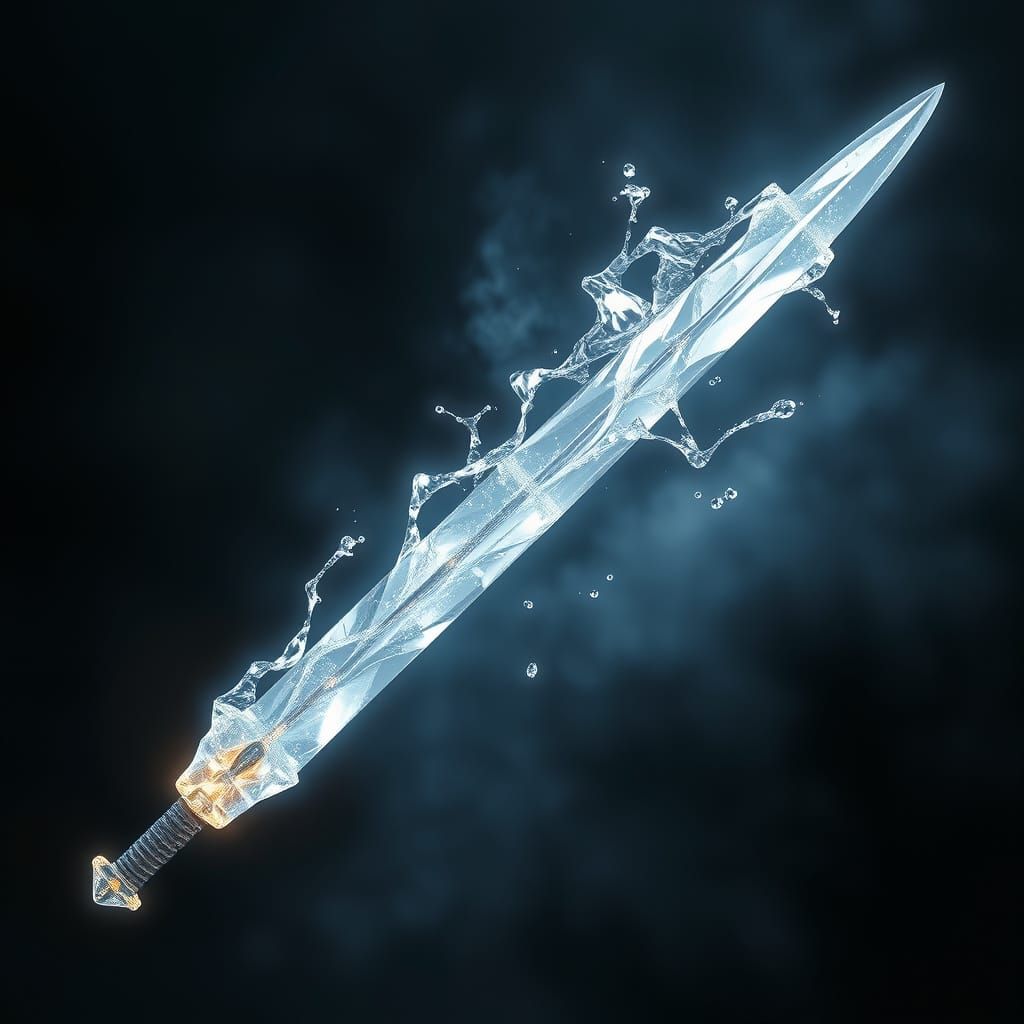 Water sword - Surreal Crystal Water Sword Suspended in Ether...